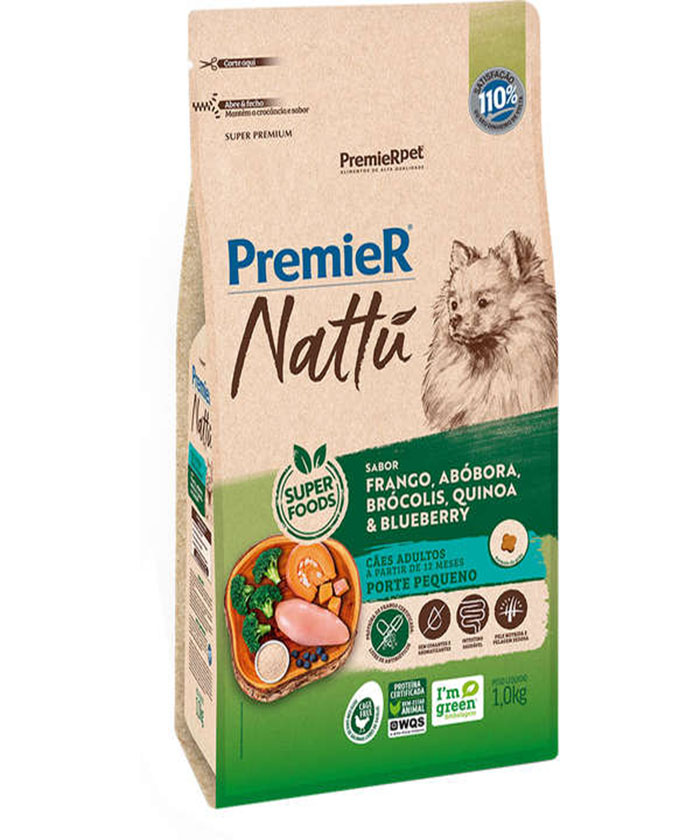PREMIER NATTU CAES ADULT RAÇ PEQ ABOBORA 1 KG – Mundo Animal